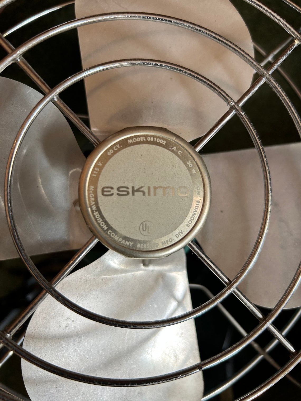 C.1950's ESKIMO 081002 Table Desk 9” Fan 30 Watt Turquoise Blue ...