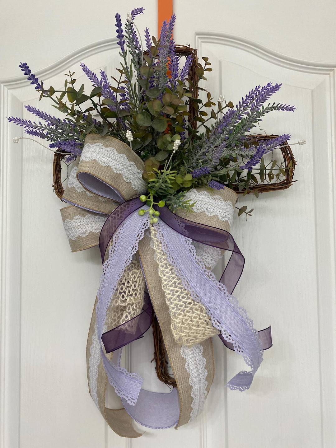 Grapevine Cross With Purple Ribbons - Easter Cross- Mother's Day Cross ...