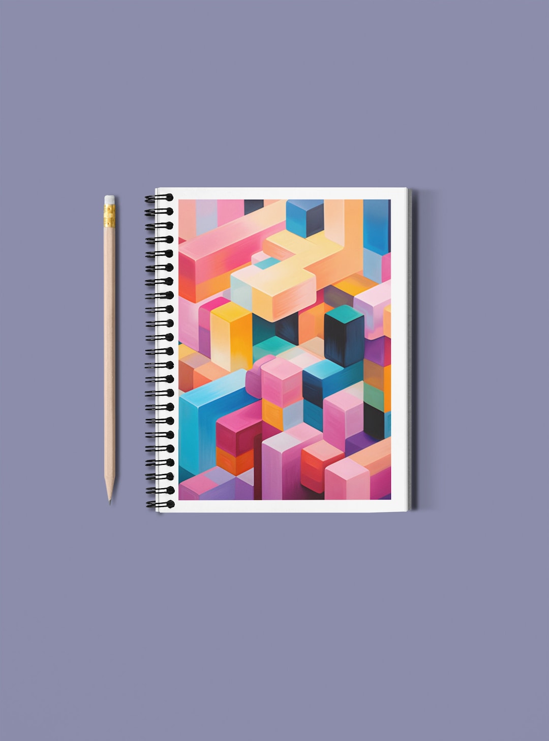 Spiral Notebook - Abstract Cubism Art - Mixed Cube Paint Design 8x6x.6 ...