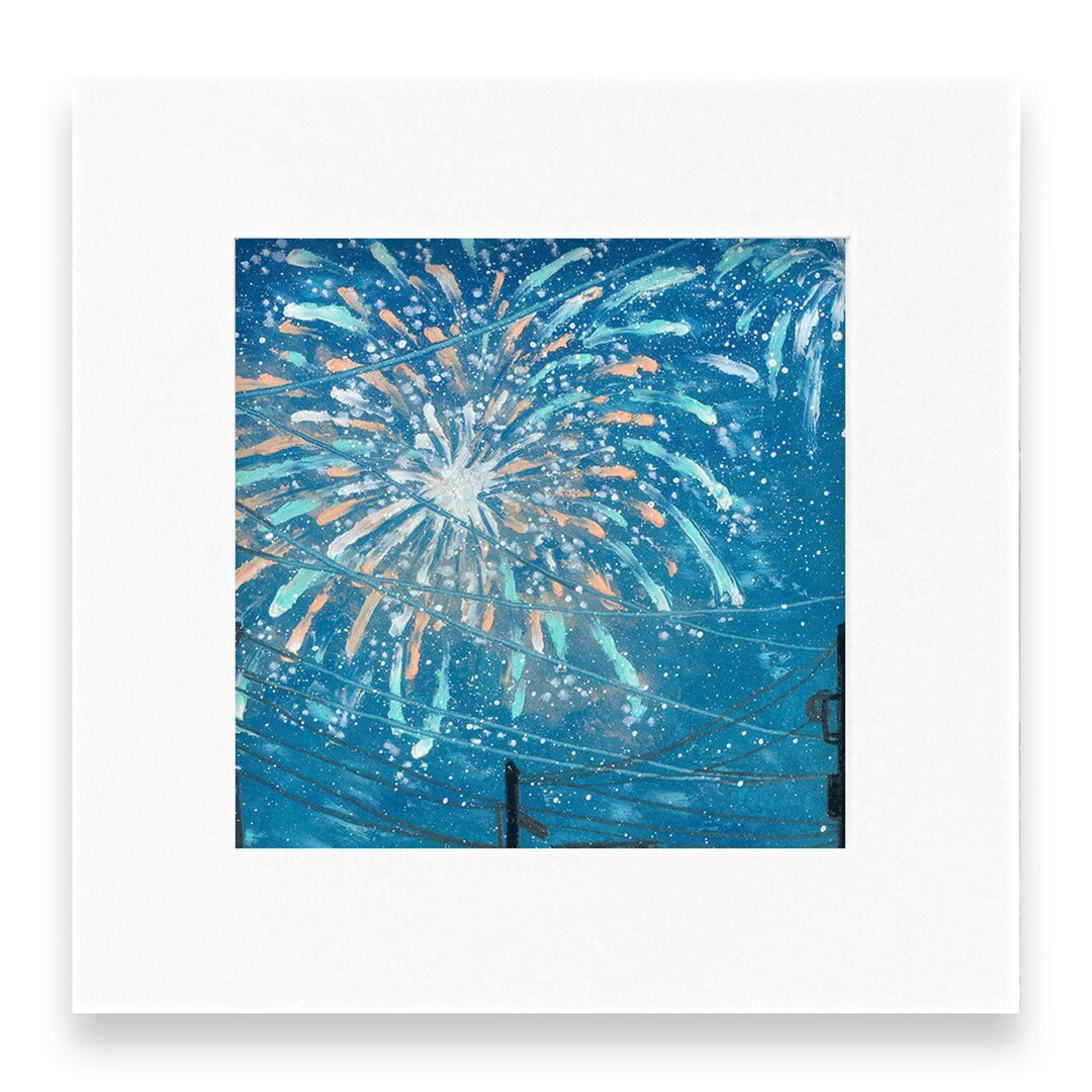 Small Landscape Firework Painting, Original Art, Cityscapes Painting ...