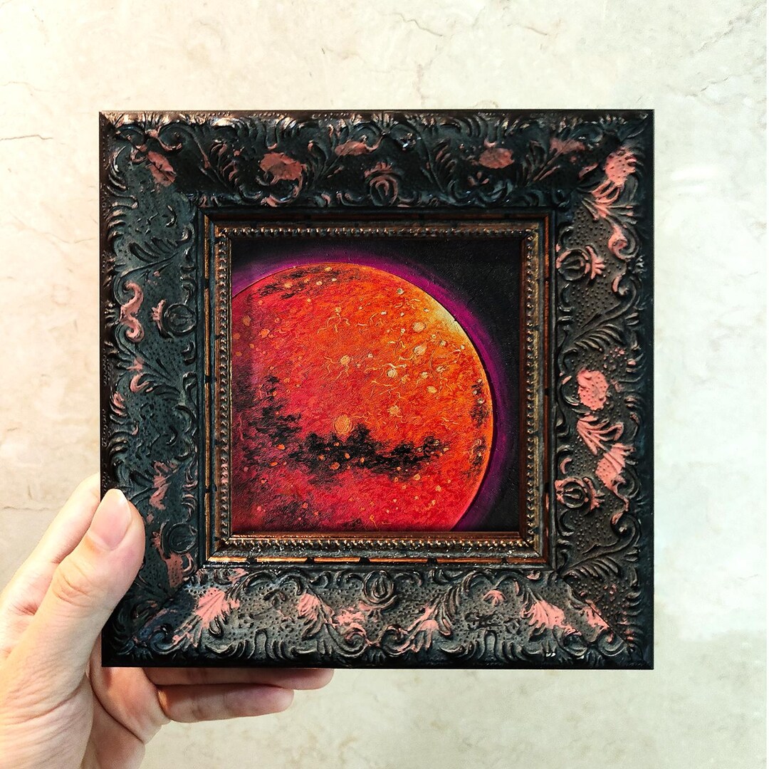 Small Abstract Mars Painting - Original 3D Oil Pastel Art - Etsy