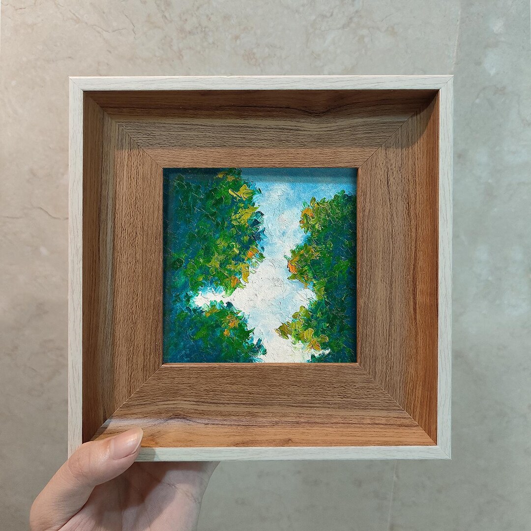 Small Forest Light Painting, Ethereal Mist in Woods, Oil Pastel ...