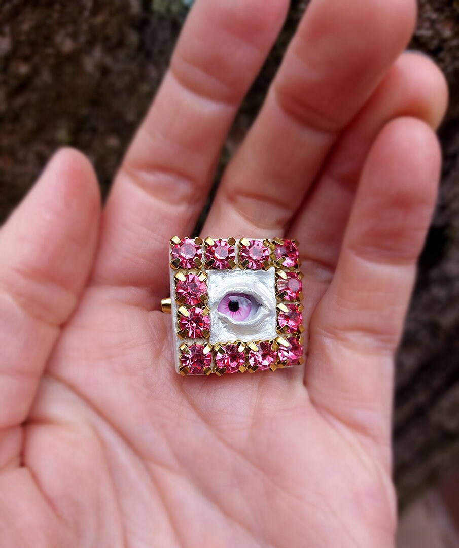 Eye Brooch Bling Occult Weird Wearable Art Kitsch Handmade Jewelry OOAK ...