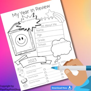 Kid's Year in Review Printable, Kids Year Recap, Year in Review ...