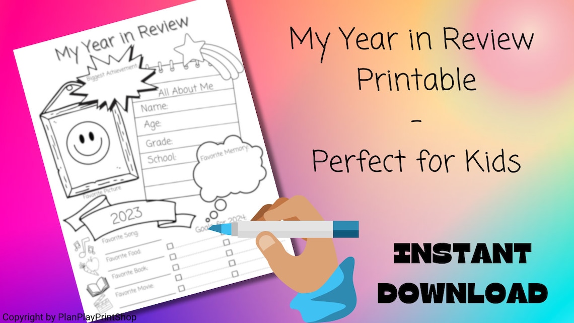 Kid's Year in Review Printable, Kids Year Recap, Year in Review ...