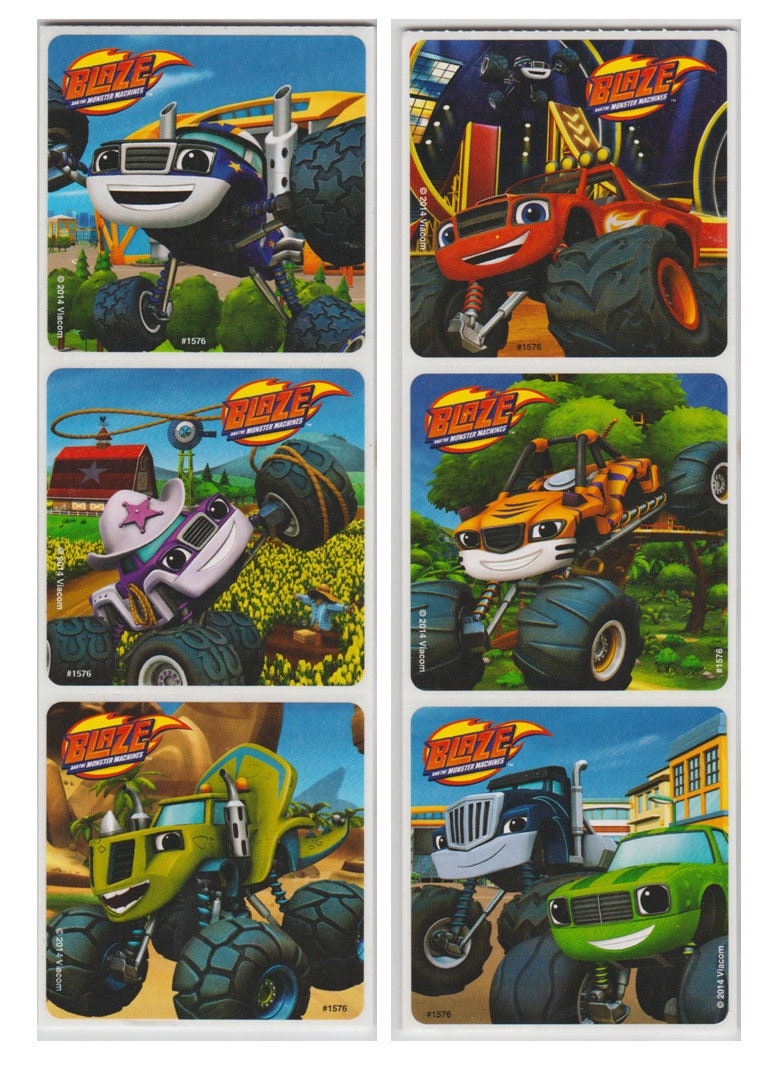 25 licensed Blaze Monster Machines Trucks Stickers, 2.5 X 2.5, Party ...