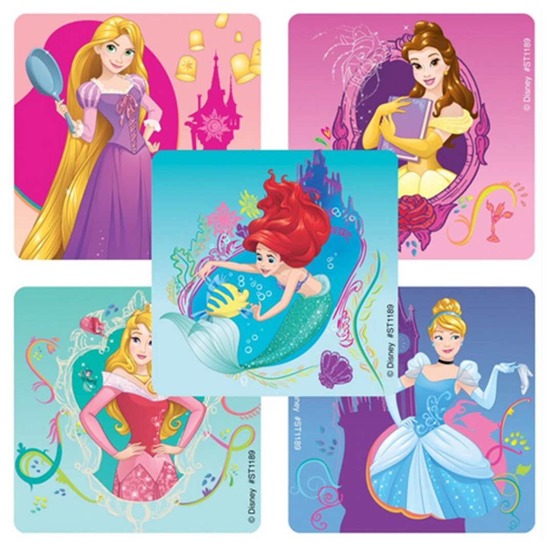 25 licensed Disney Princess Enchanted Stickers, 2.5 X 2.5, Party Favors ...