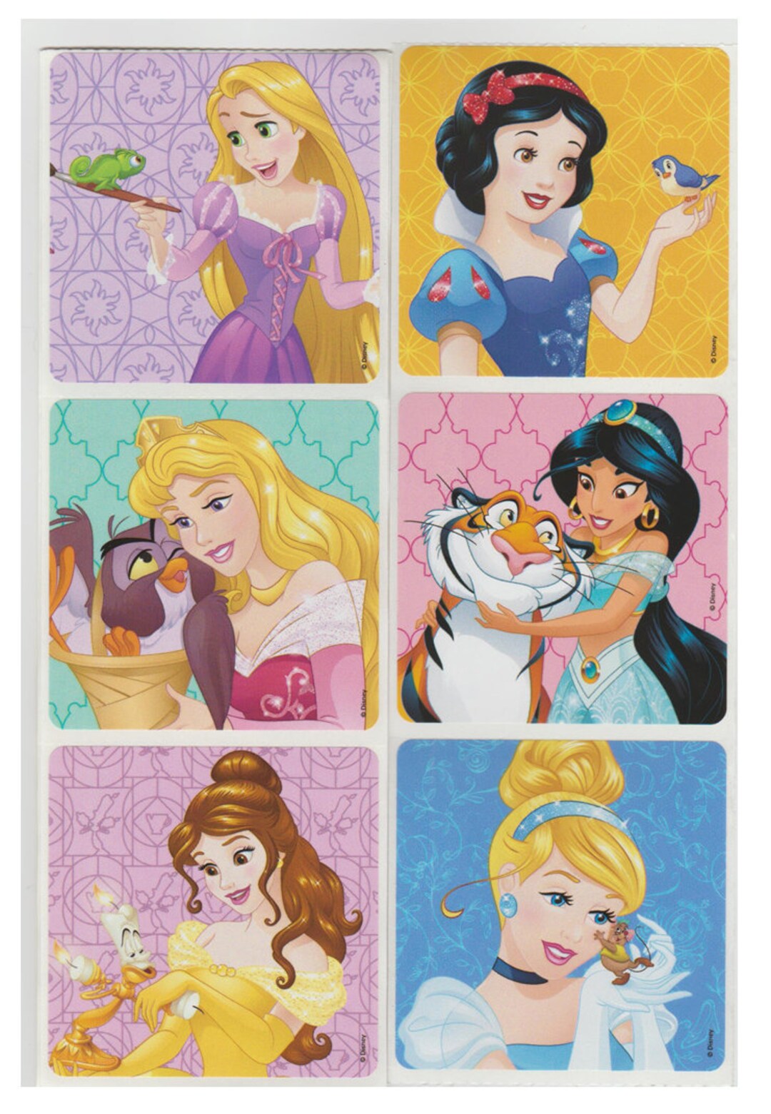 25 licensed Disney Princess With Animals Stickers, 2.5 X 2.5, Party ...
