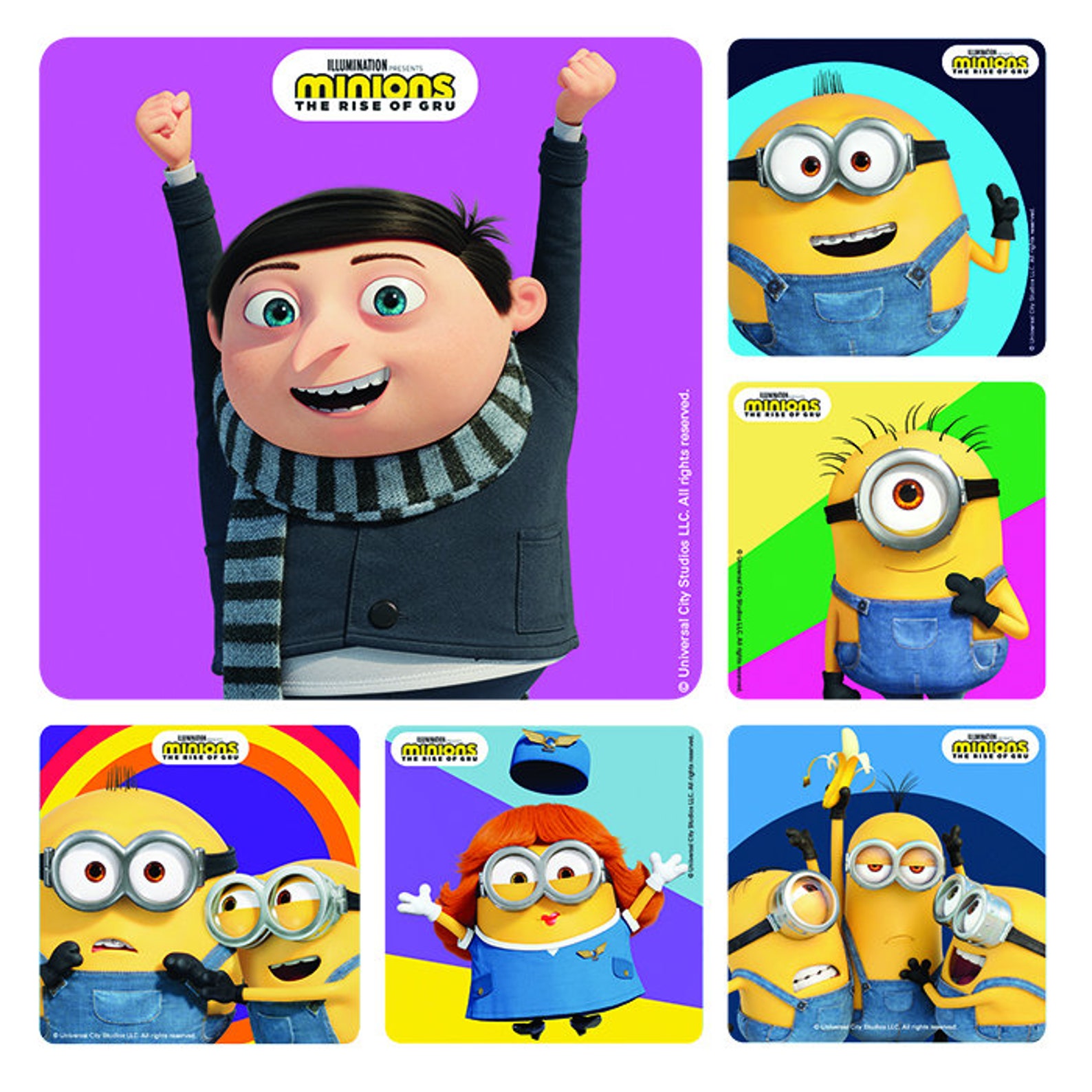 25 Licensed Minions Rise Of Gru Stickers 25 X 25 Party Favors Etsy