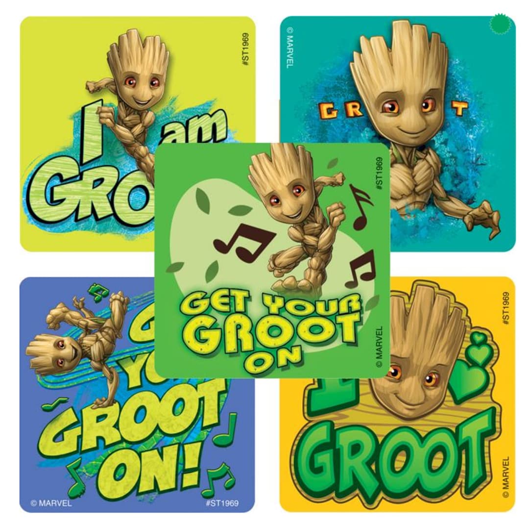25 licensed Baby Groot Guardians of the Galaxy Stickers, 2.5 X 2.5 ...