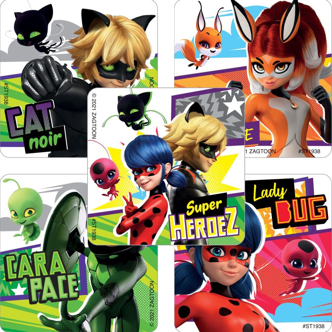 25 Miraculous licensed Ladybug and Cat Noir Stickers, 2.5 X 2.5, Party ...