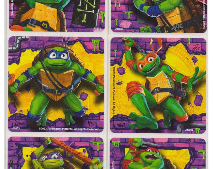 25 licensed Teenage Ninja Turtles Mutant Mayhem Stickers, 2.5 X 2.5 ...