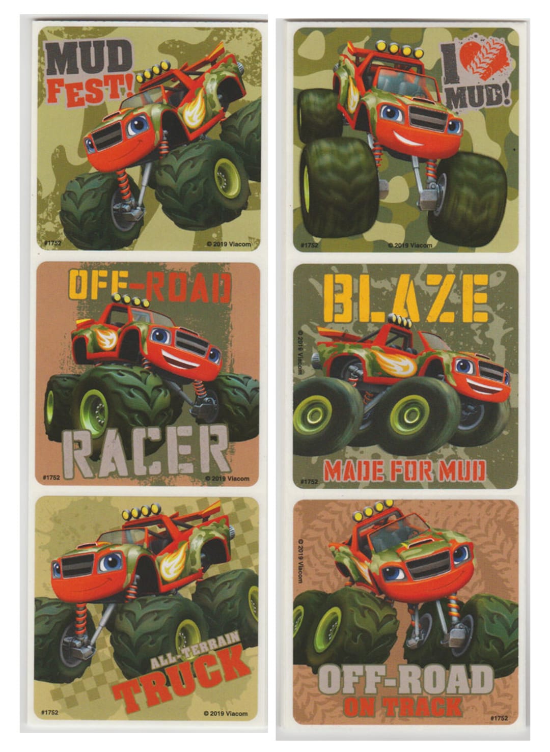 25 Blaze and Monster Machines off Road Camo Stickers, 2.5" X 2.5 ...