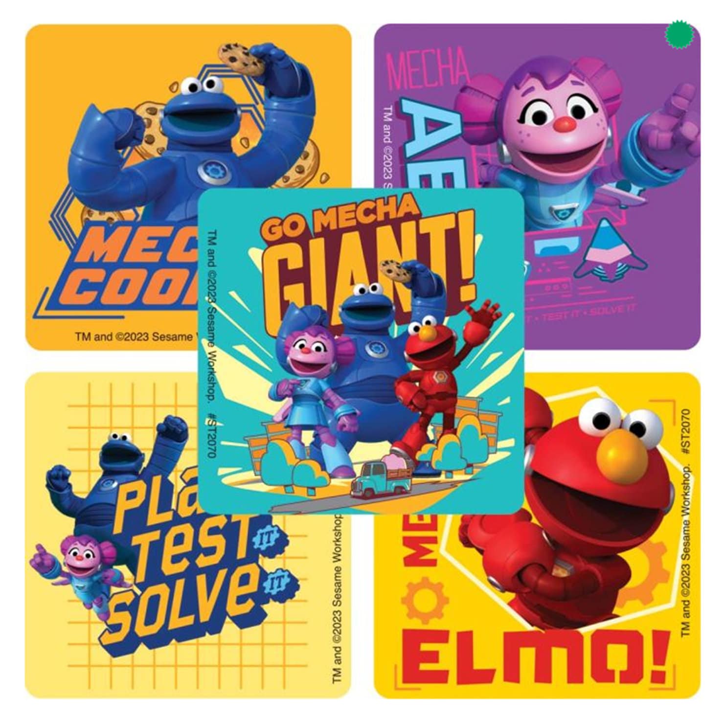 25 licensed Sesame Street Mecha Builders Stickers, 2.5 X 2.5, Party ...