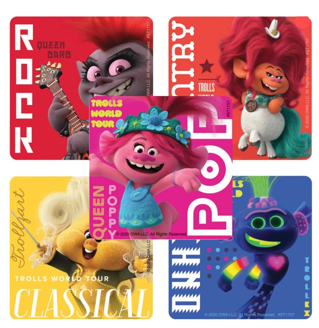 25 licensed Trolls World Tour Stickers, 2.5 X 2.5, Party Favors - Etsy