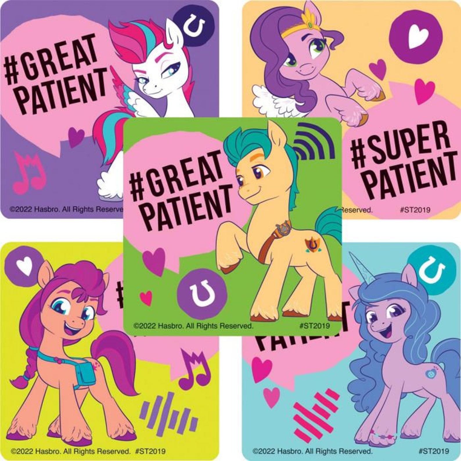 25 licensed My Little Pony New Generation Patient Stickers, 2.5 X 2.5 ...