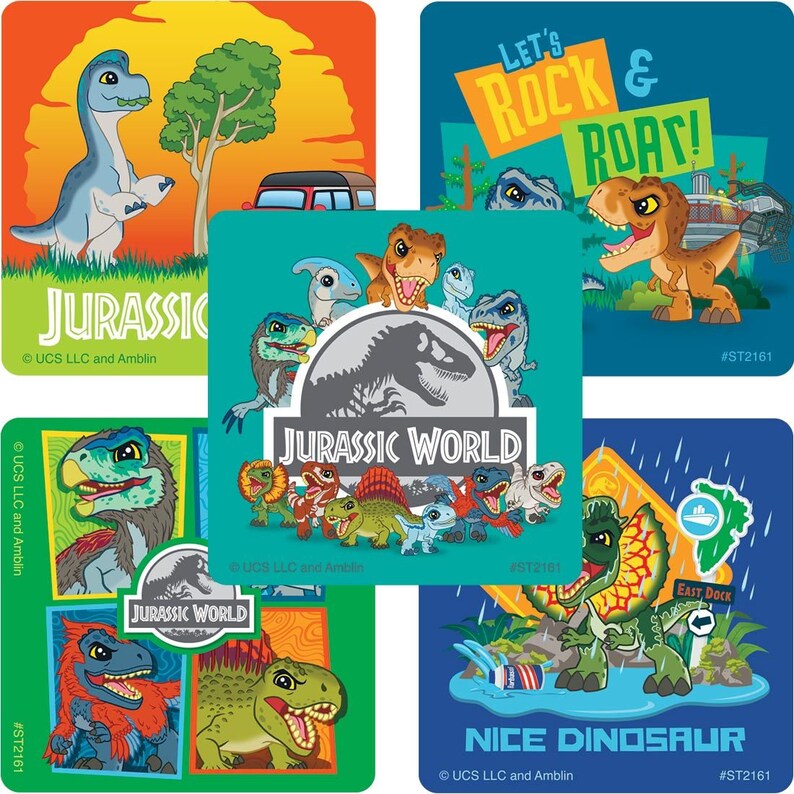 25 (licensed) Jurassic World Explorers Stickers, 2.5" X 2.5", Party ...