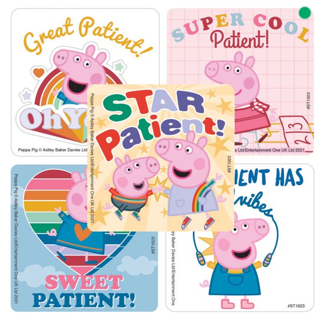 25 (licensed) Peppa Pig Patient Stickers, 2.5" X 2.5", Party Favors ...