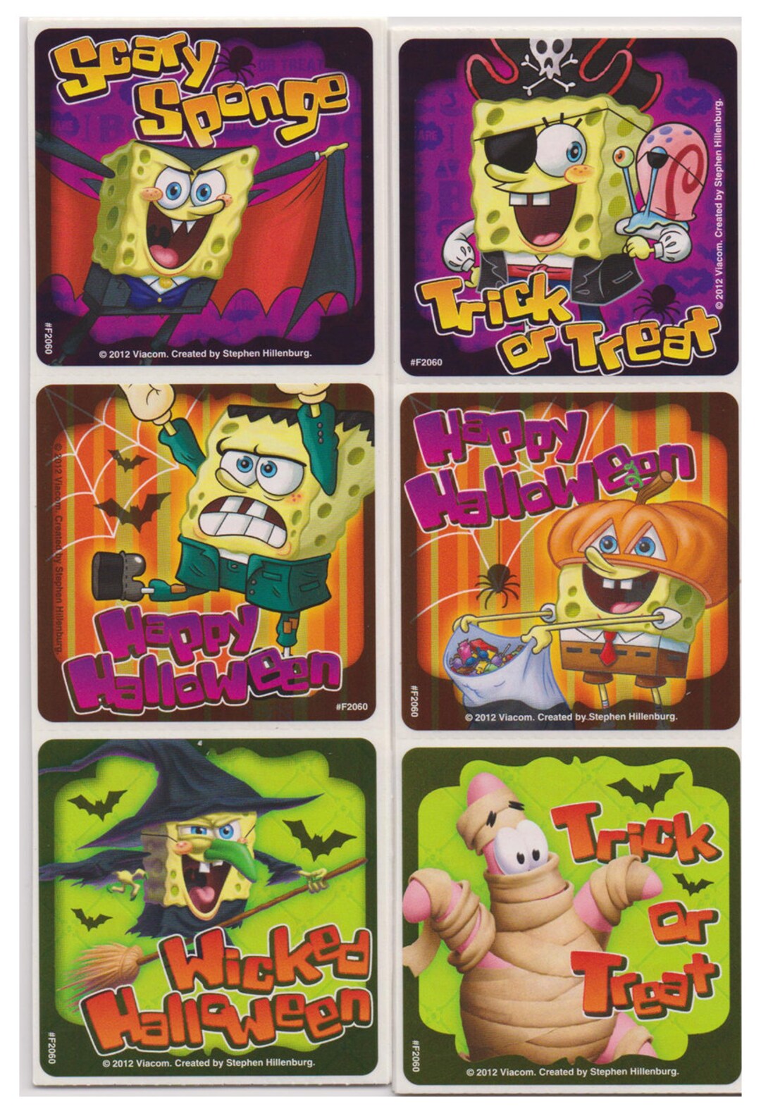 25 Spongebob (individual) Halloween Stickers, 2.5" X 2.5", Party Favors ...