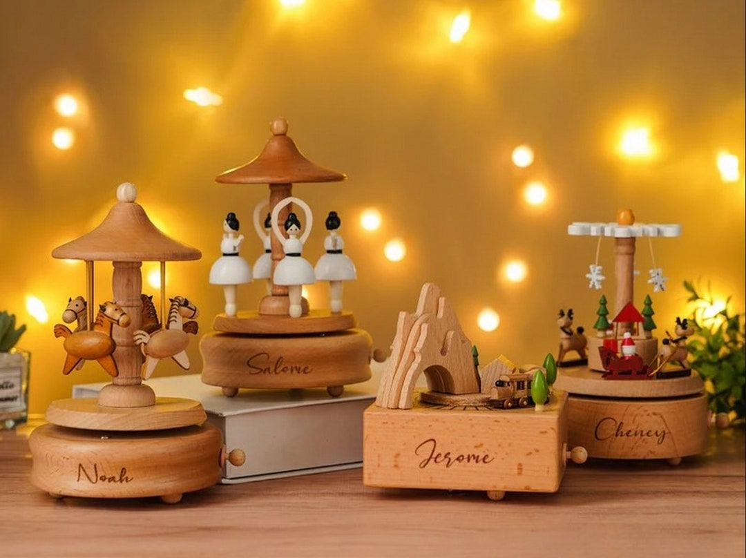 Personalized Wooden Music Box, Baby Boy Girl Shower Gift Handmade Music ...