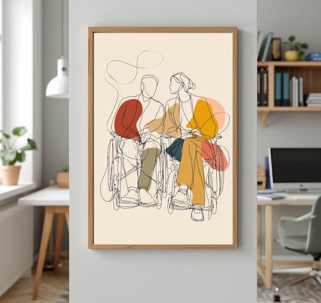 Inclusive Wheelchair Couple Digital Art, Disability Representation Art ...
