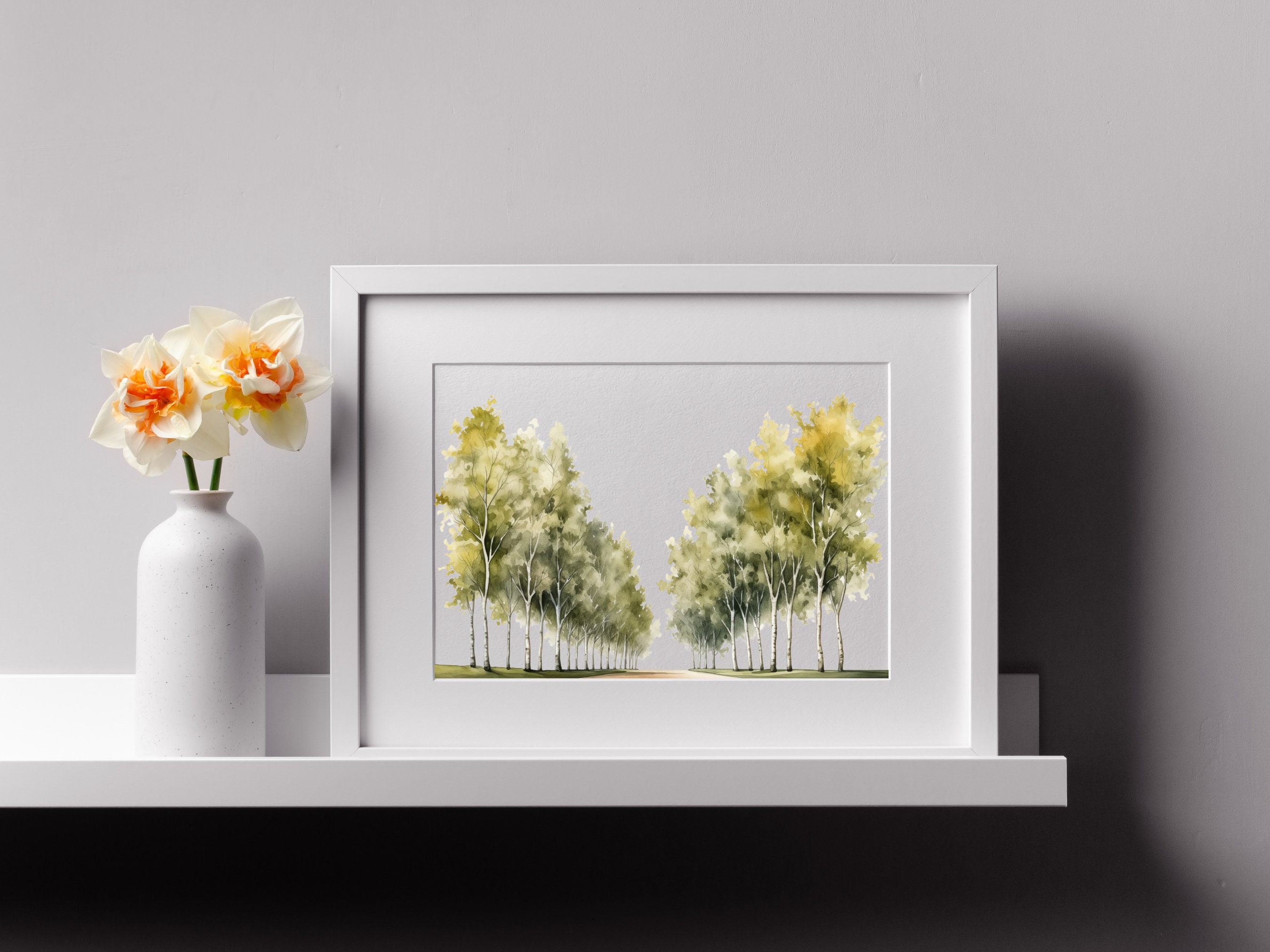 Watercolor Forest Trees Clipart, Watercolor Colonnade, Gift Tree Decore ...