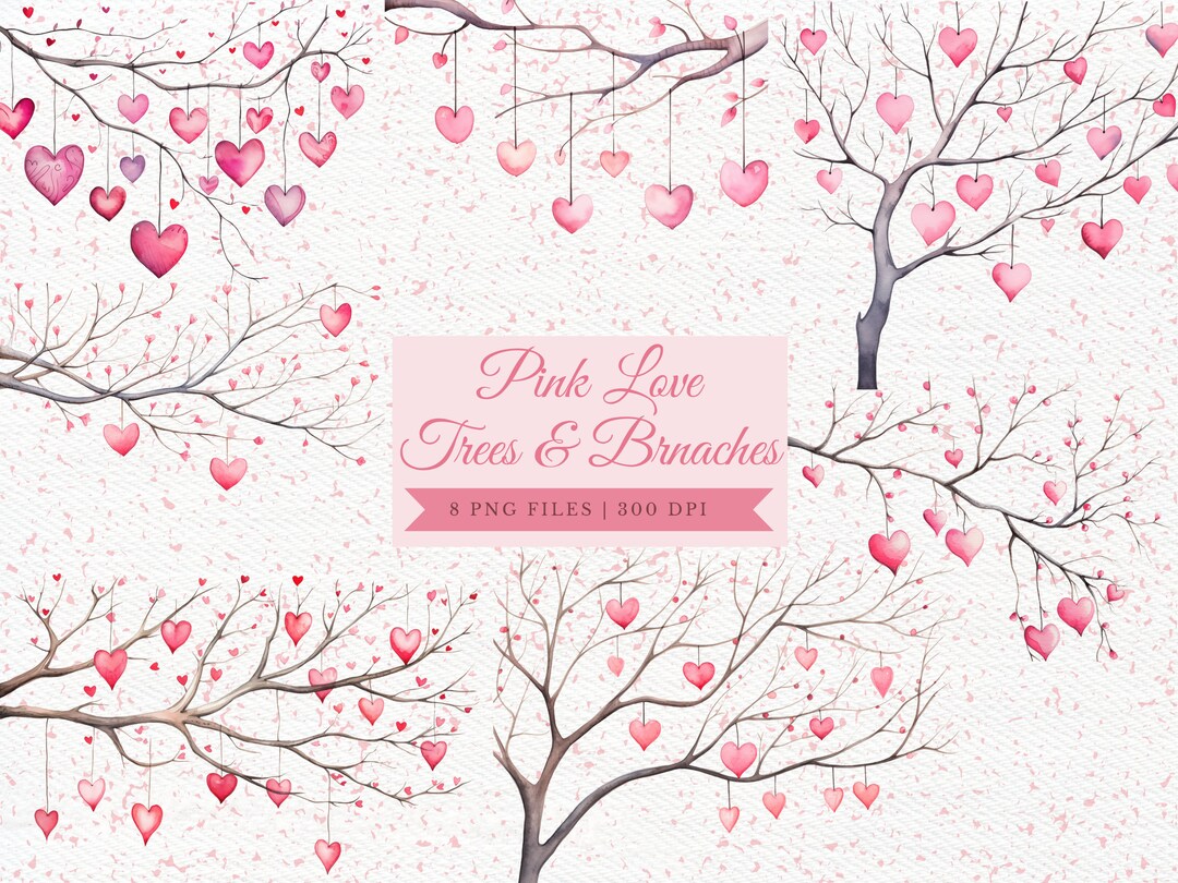 Pink Valentine Heart Clipart, Valentine Tree Lovers Gifts, Nature ...