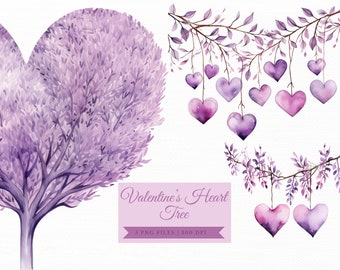 Pink Valentine Tree Hearts Clipart, Love Nature Graphics, Valentines ...