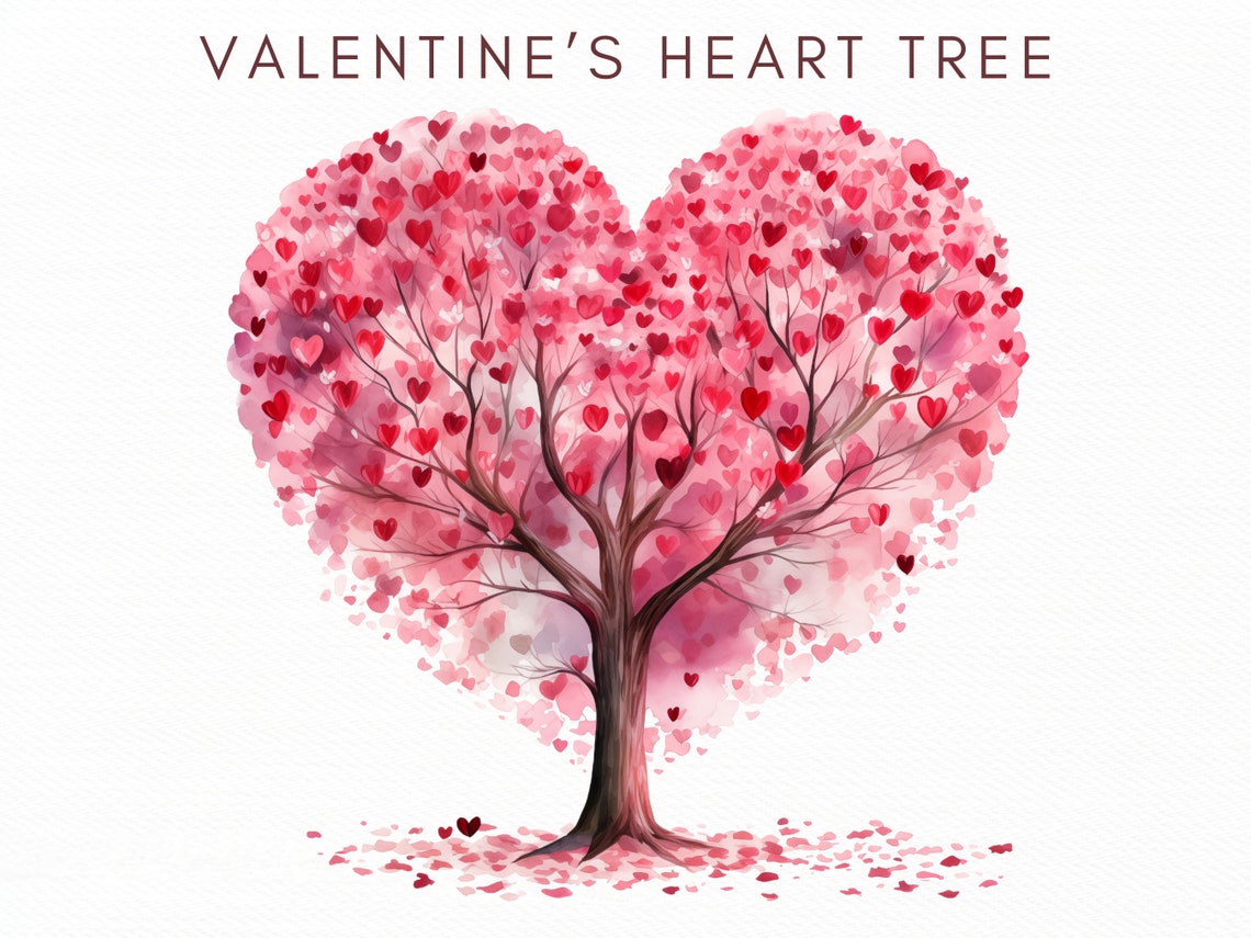 Valentine's Heart Tree Clipart, Love Nature Graphics, Valentines Day ...