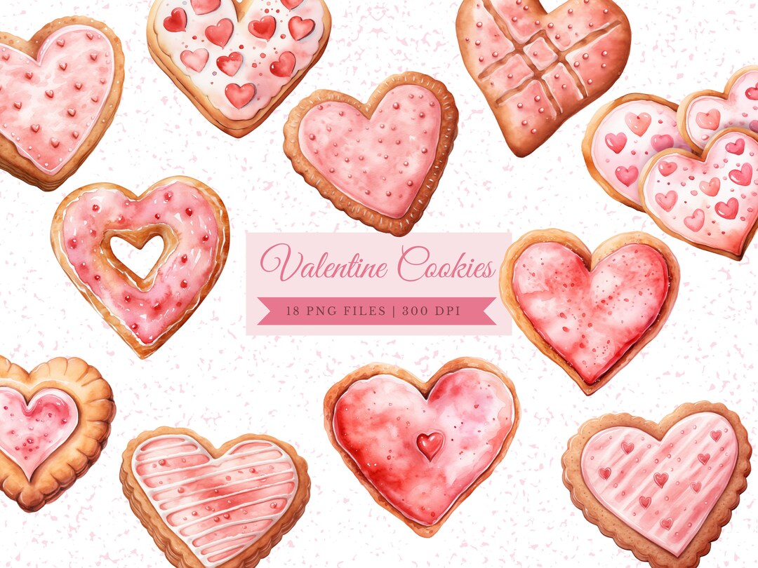 Valentine's Heart Cookies Clipart, Valentines Candy PNG, Sweets Treats ...