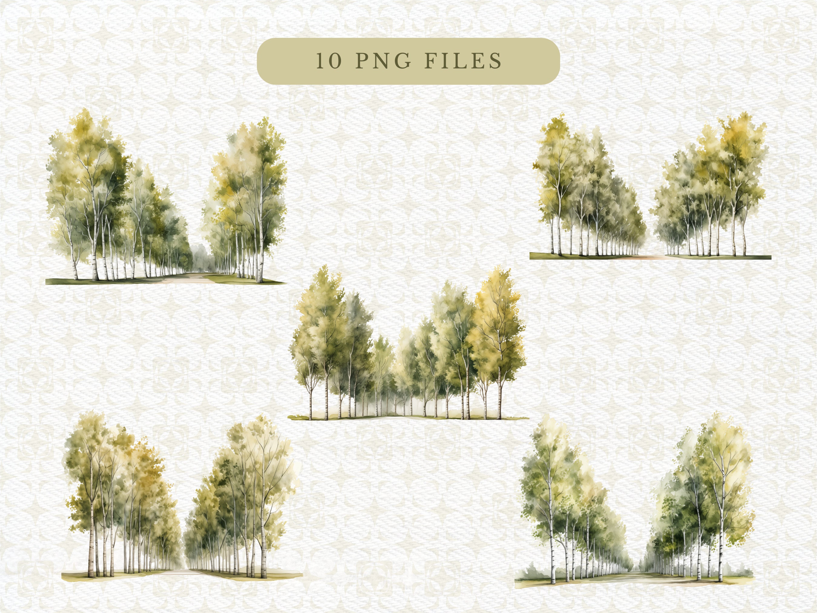 Watercolor Forest Trees Clipart, Watercolor Colonnade, Gift Tree Decore ...