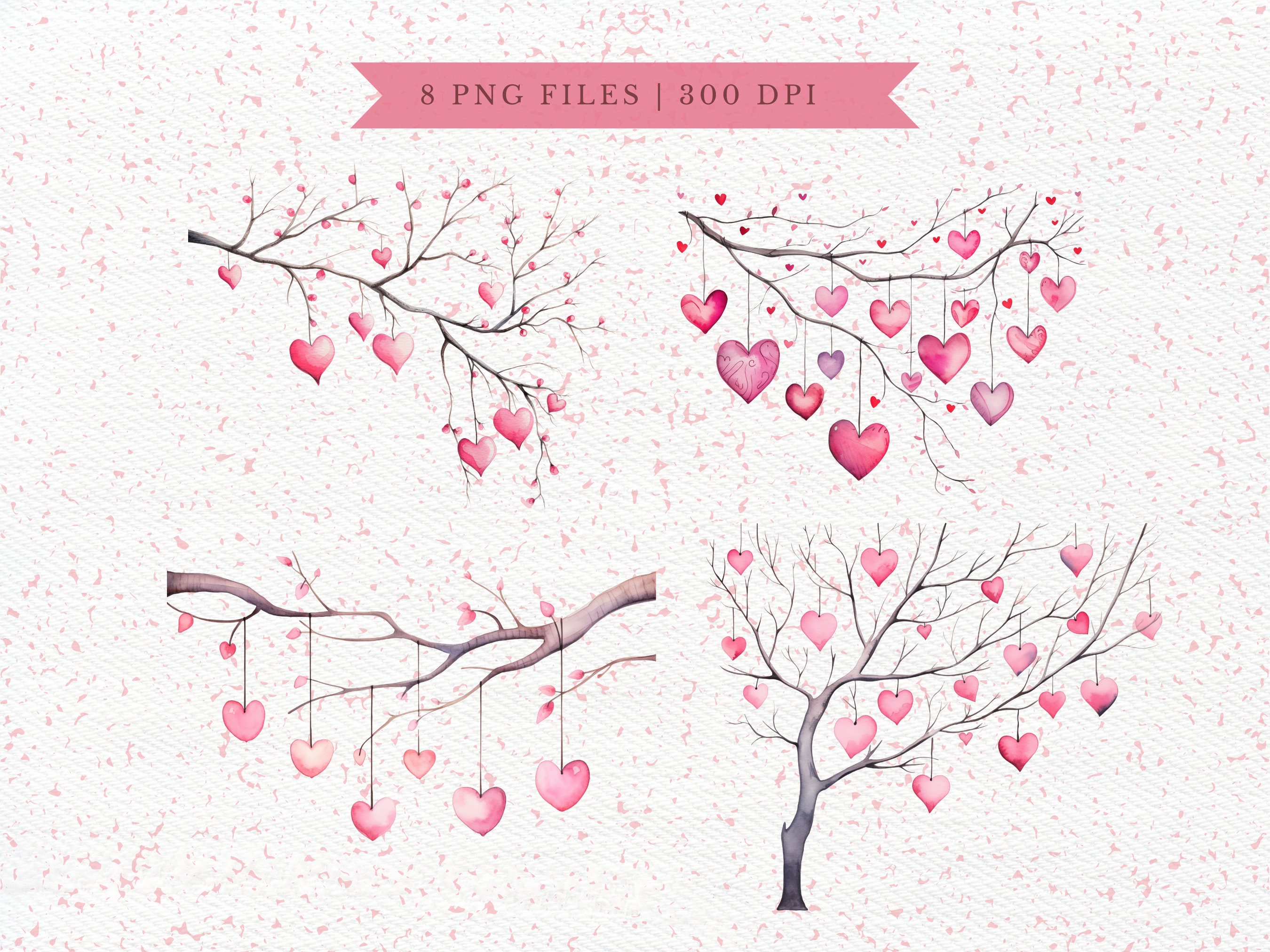 Pink Valentine Heart Clipart, Valentine Tree Lovers Gifts, Nature ...