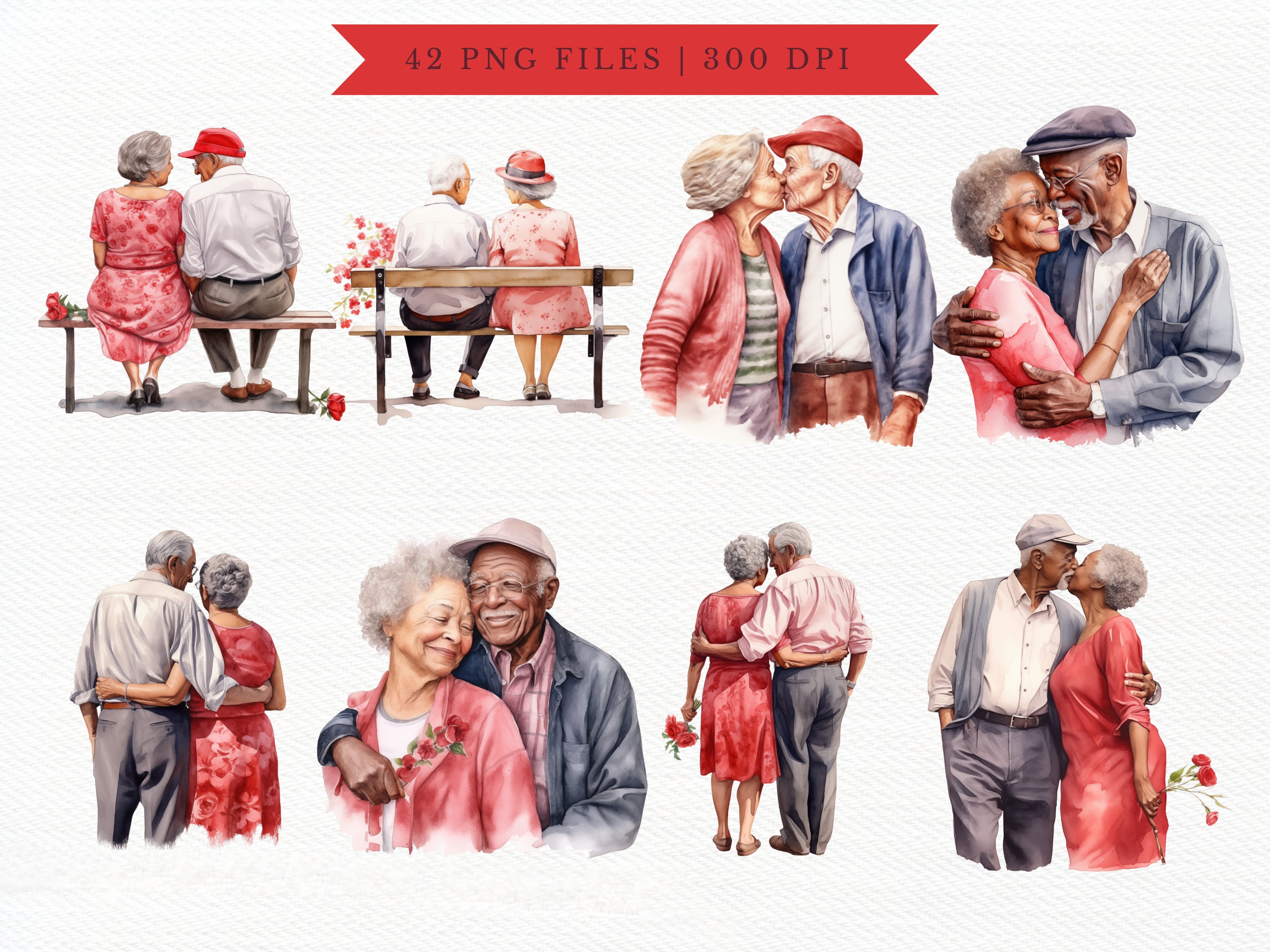 Valentine’s Day Elderly Couple PNG, Valentines Day Gift, Heartful Gifts ...