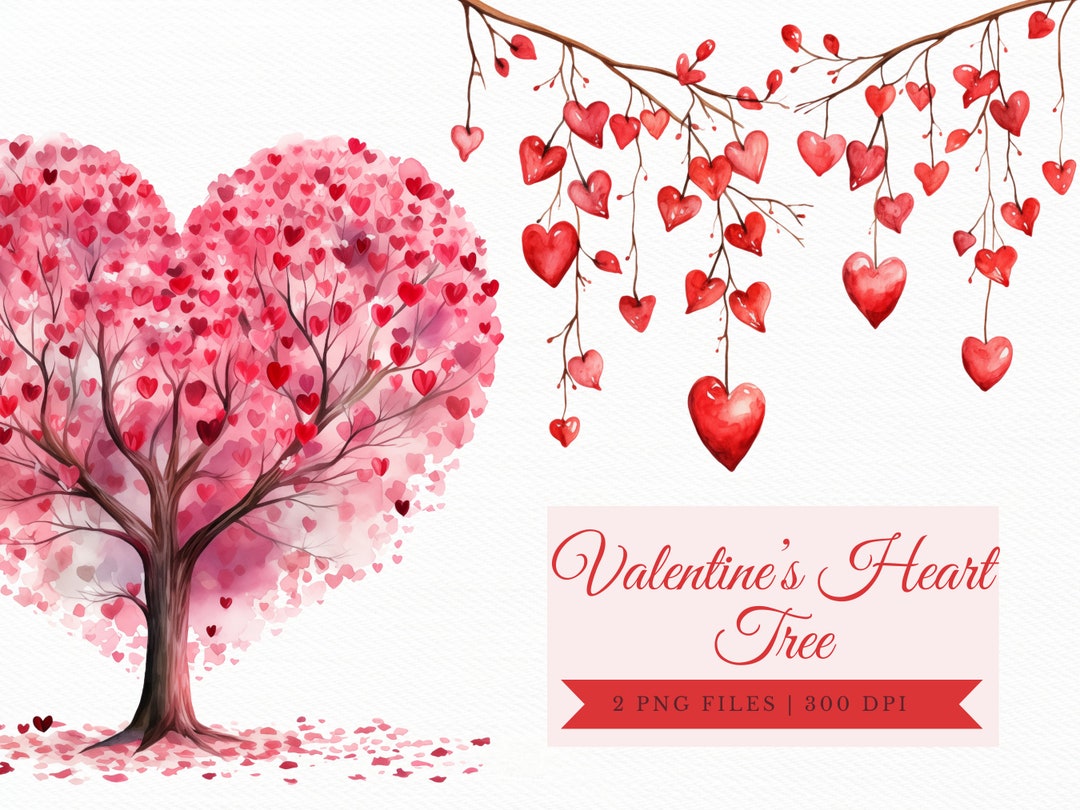 Valentine's Heart Tree Clipart, Love Nature Graphics, Valentines Day ...