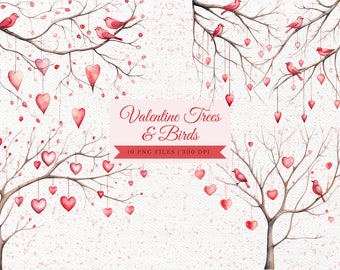 Pink Valentine Tree Hearts Clipart, Love Nature Graphics, Valentines ...