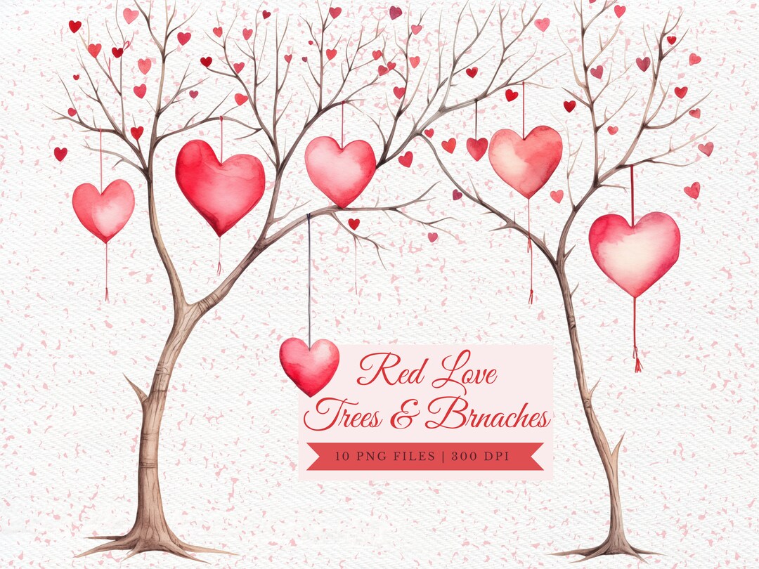 Red Valentine Heart Clipart, Valentine Tree Lovers Gifts, Nature ...