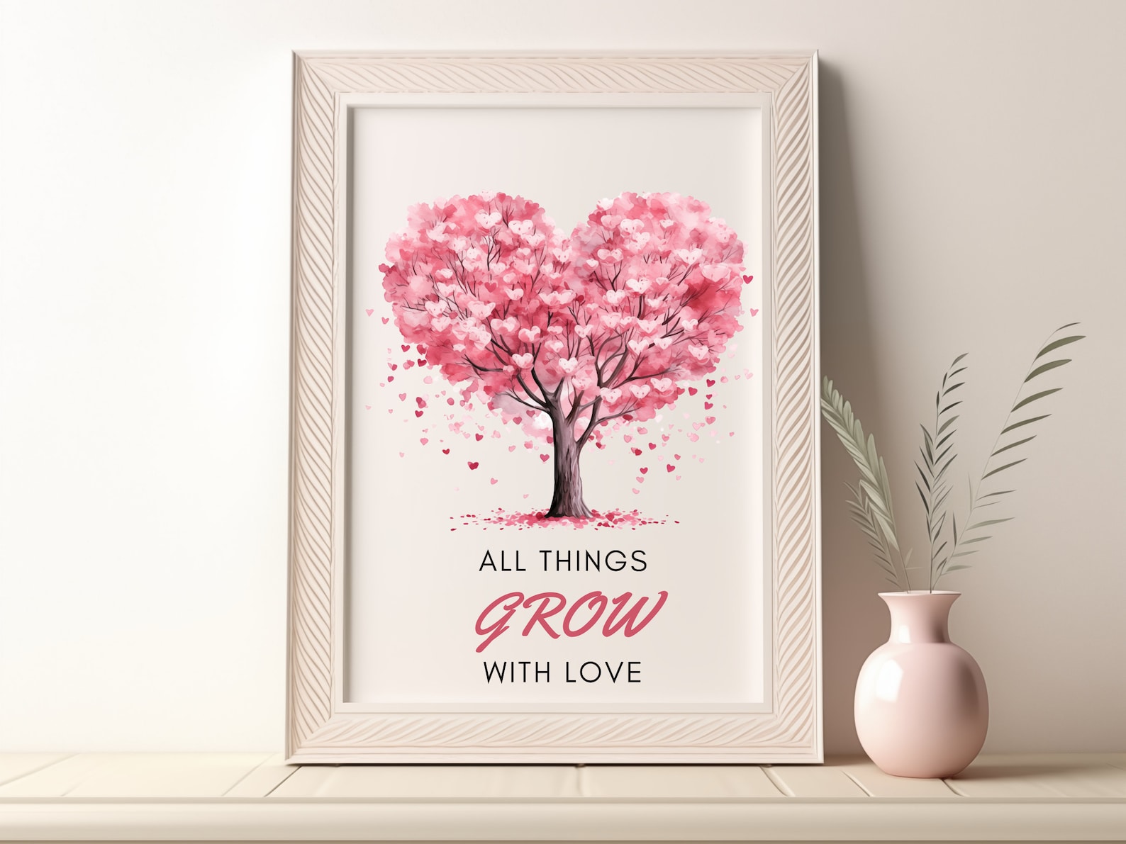Pink Valentine Tree Hearts Clipart, Love Nature Graphics, Valentines ...