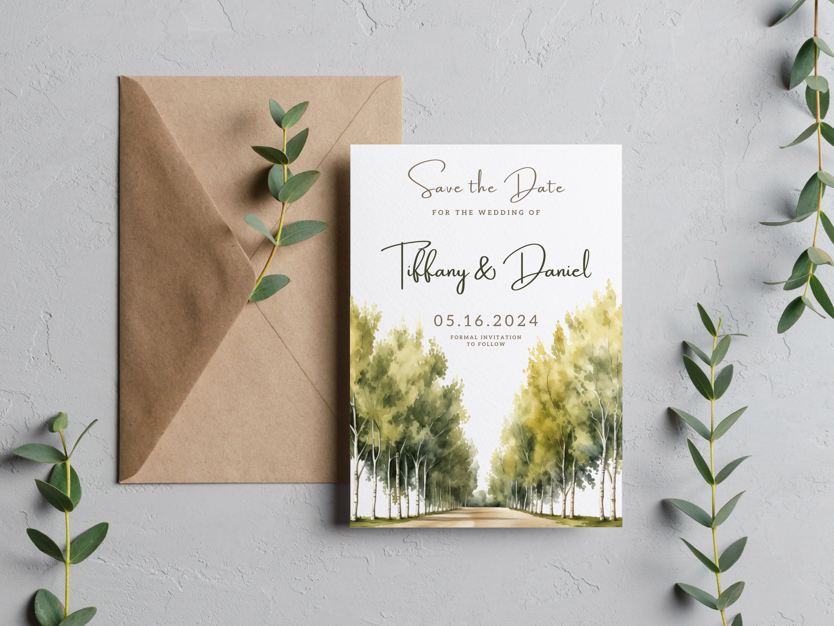 Watercolor Forest Trees Clipart, Watercolor Colonnade, Gift Tree Decore ...
