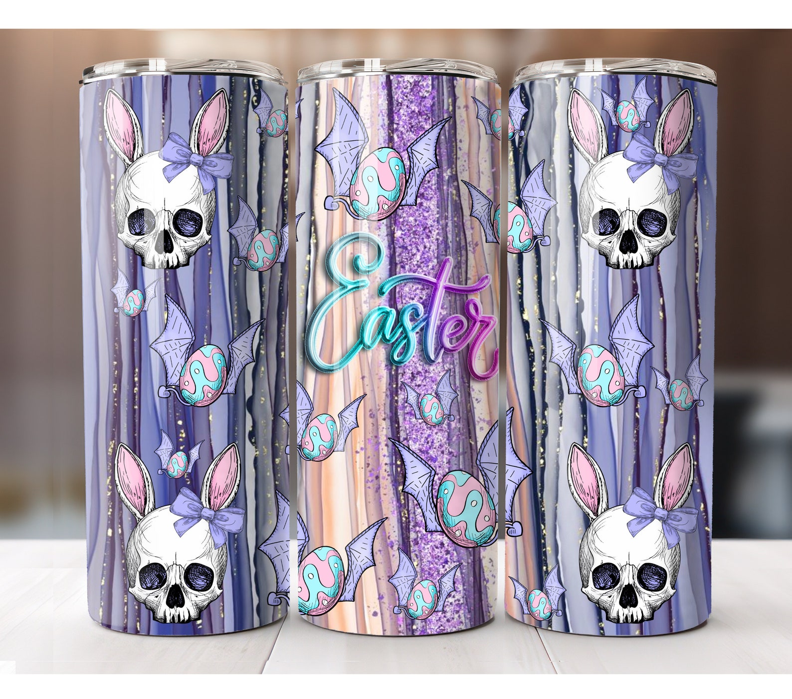 Goth Easter, Skull Easter Bunny, Goth Eggs 20oz Tumbler Wrap Png ...