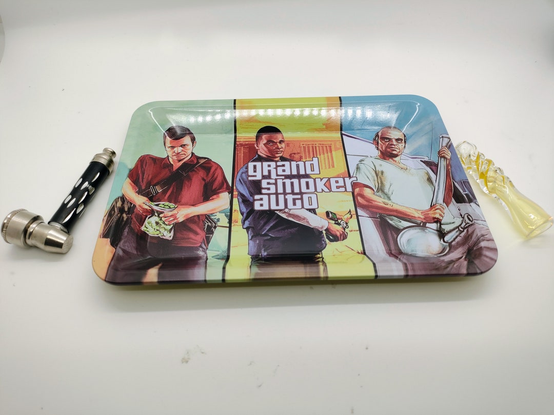 Metal Rolling Tray Set. 5x7 Rolling Tray, Metal Travel Pipe With Lid ...
