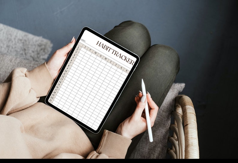 Habit Tracker Printable PDF Grid. Best for Reaching Goals. Aesthetic ...