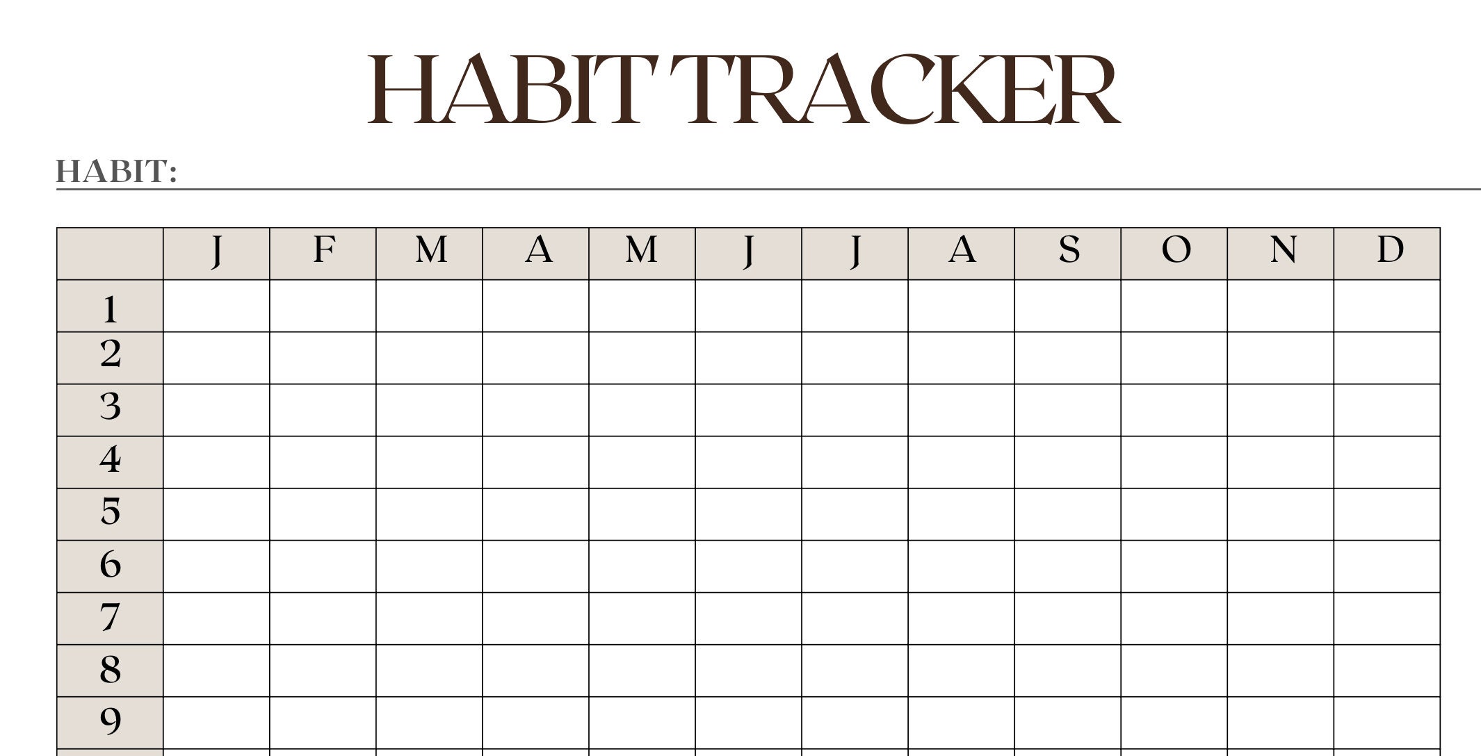 Habit Tracker Printable PDF Grid. Best for Reaching Goals. Aesthetic ...