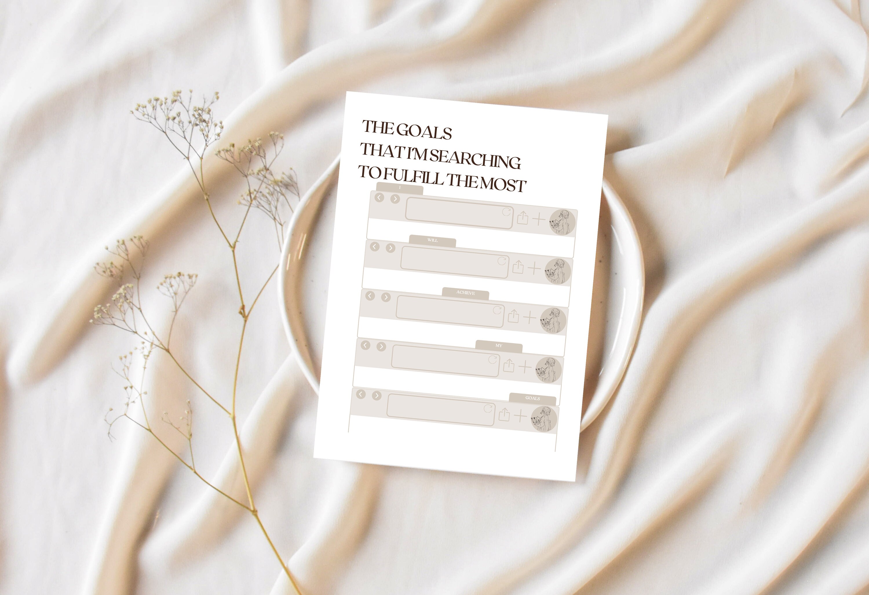 Goal Setting Printable PDF Template. Minimalist Cute Tool for Self ...
