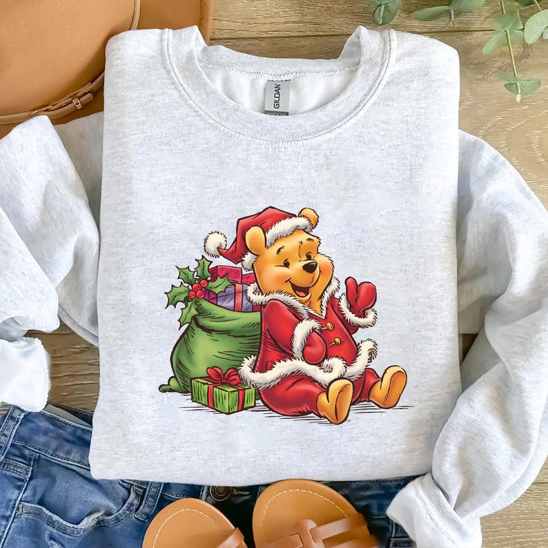 Christmas Santa Pooh Bear PNG, Pooh Cute Sublimation Design, Digital ...