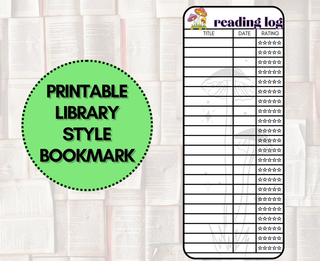 Printable Reading Log Bookmark | Book Ratings | Book Tracker | Library ...