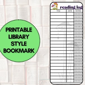 Printable Reading Log Bookmark | Book Ratings | Book Tracker | Library ...
