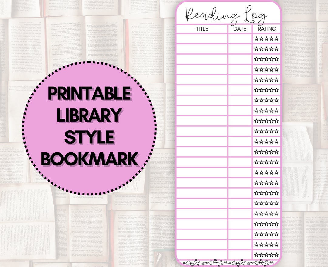 Printable Reading Log Bookmark | Book Ratings | Book Tracker | Library ...