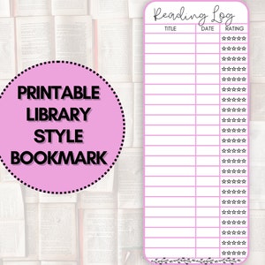 Printable Reading Log Bookmark | Book Ratings | Book Tracker | Library ...