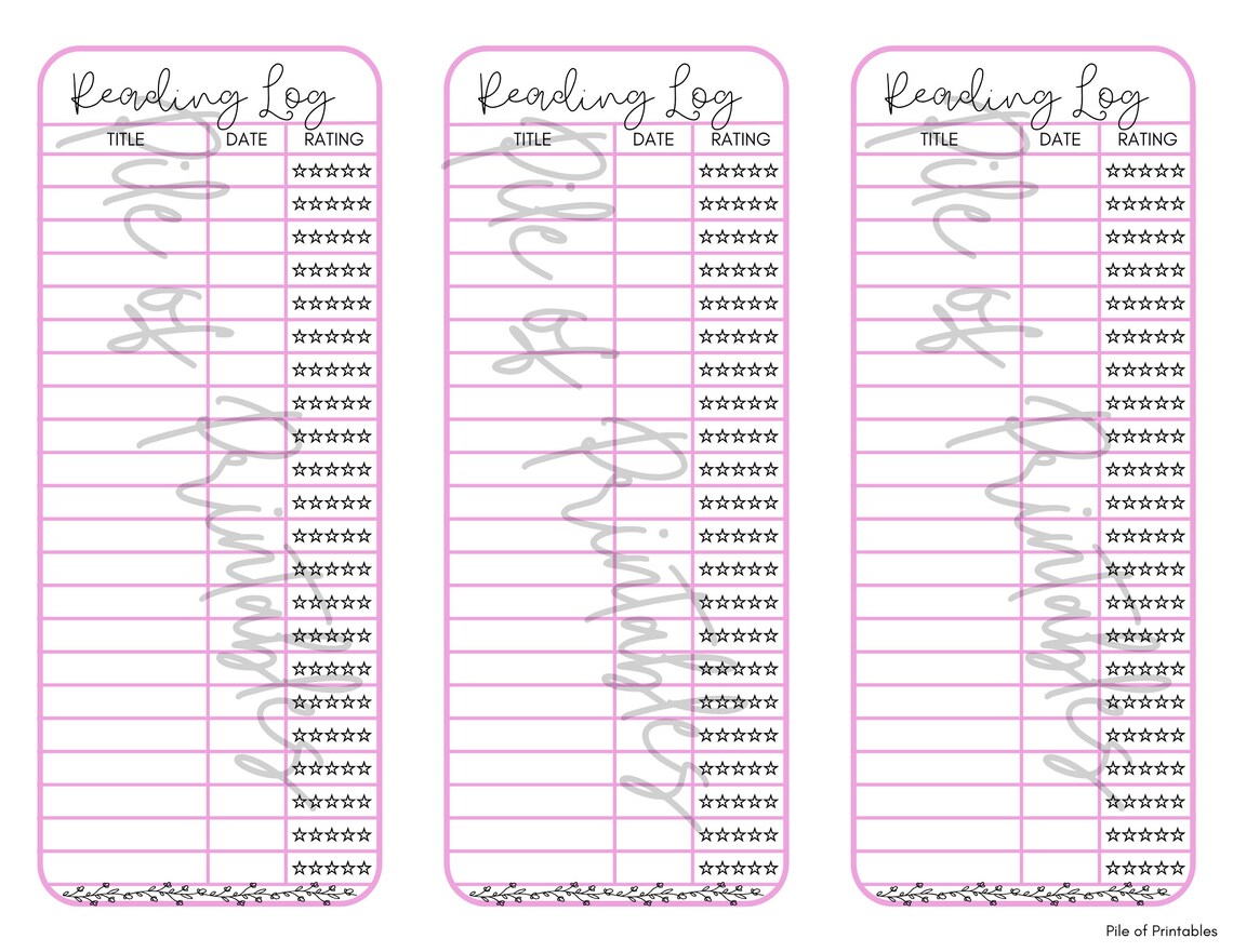 Printable Reading Log Bookmark | Book Ratings | Book Tracker | Library ...