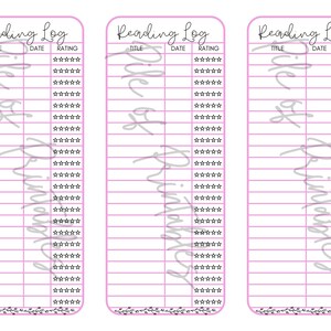 Printable Reading Log Bookmark | Book Ratings | Book Tracker | Library ...